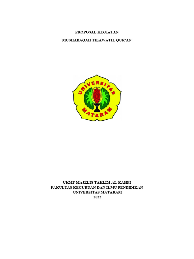 Proposal MTQ Mahasiswa FKIP Unram | PDF