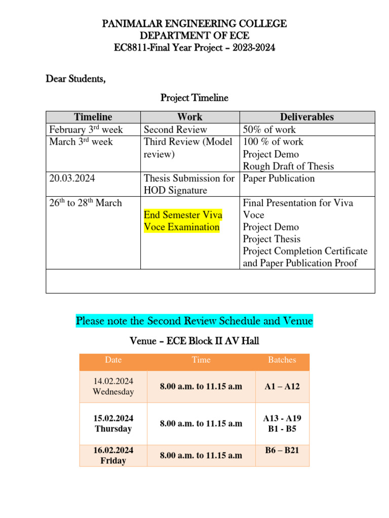 project - Second & 3rd review schedule | PDF | Thesis | Academia
