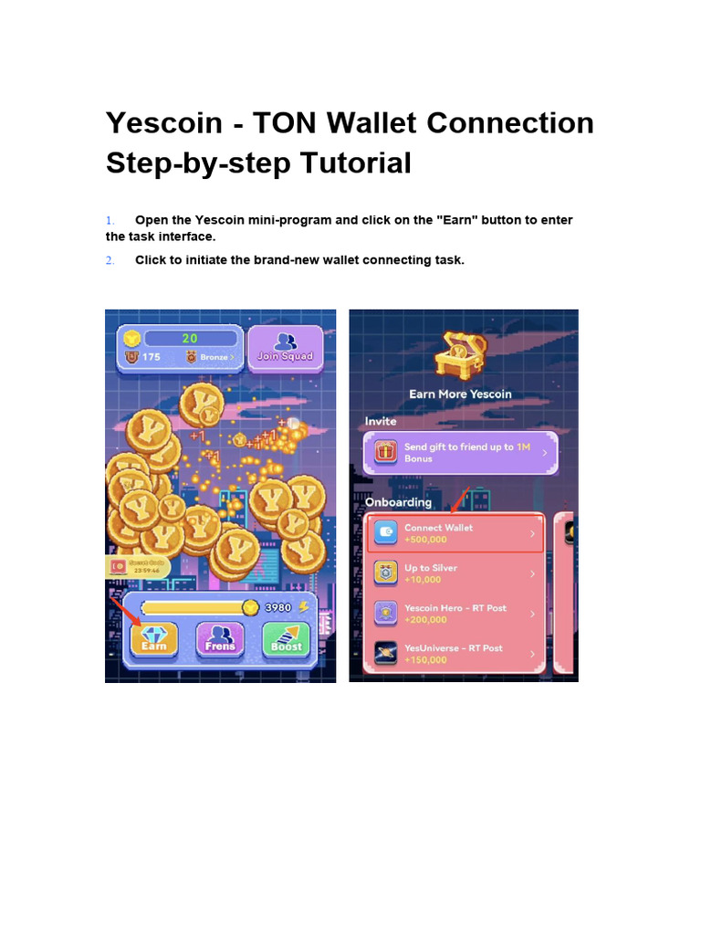 Yescoin - TON Wallet Connection Tutorial | PDF