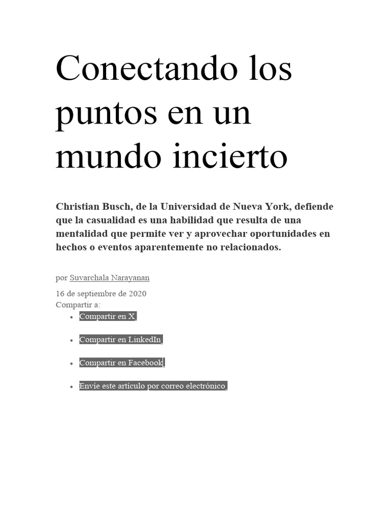 Conectando Los Puntos en Un Mundo Incierto | PDF | Business | Parcialidad