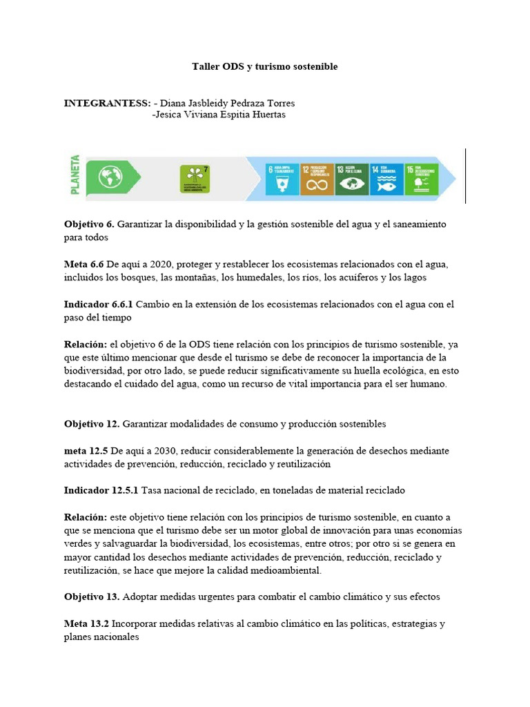 taller ODS y turismo sostenible | Descargar gratis PDF | Los bosques | Sustentabilidad