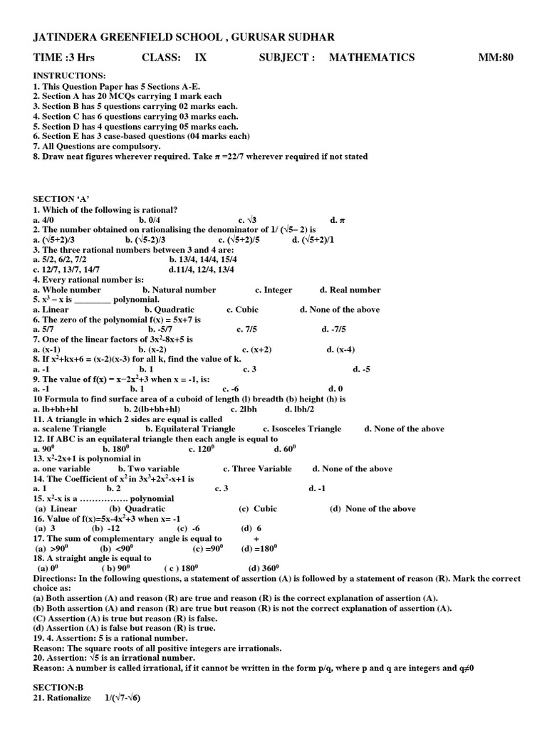 9th Final Dec 2023 Komal | PDF | Triangle | Polynomial