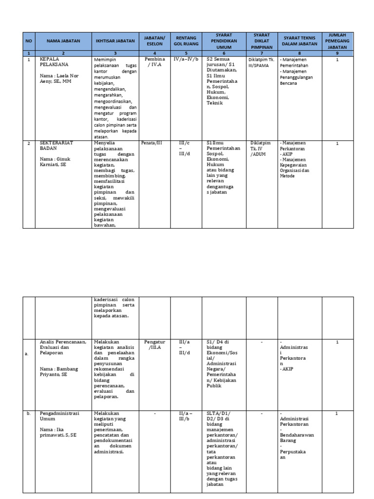 Analisis Jabatan BPBD | PDF