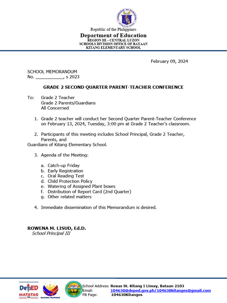 2ND Quarterly Meeting - Acr | PDF | Teachers | Learning