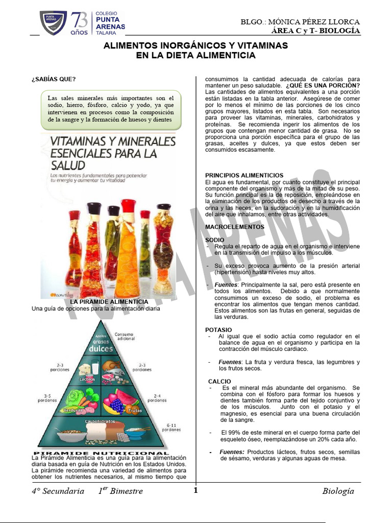 Alimentos Inorganicos | PDF | Alimentos | Calcio