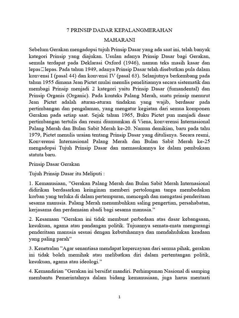 7 Prinsip Dadar Kepalangmerahan - Maharani Pesta Raja | PDF