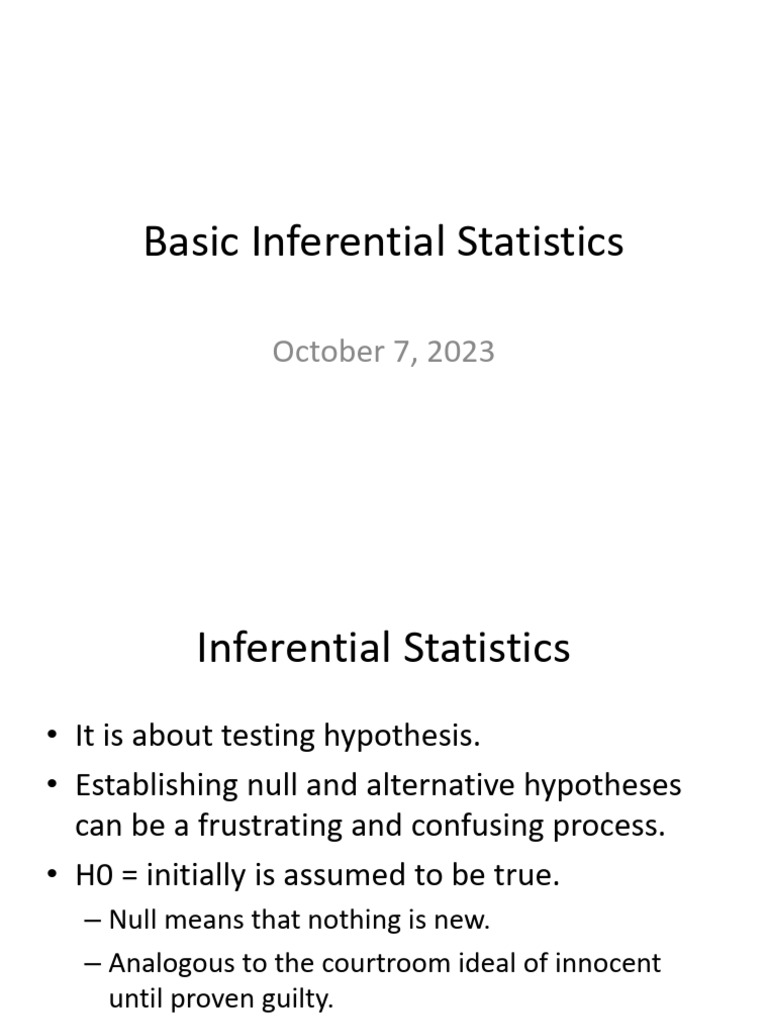 Understanding Inferential Statistics | PDF | Statistical Hypothesis ...