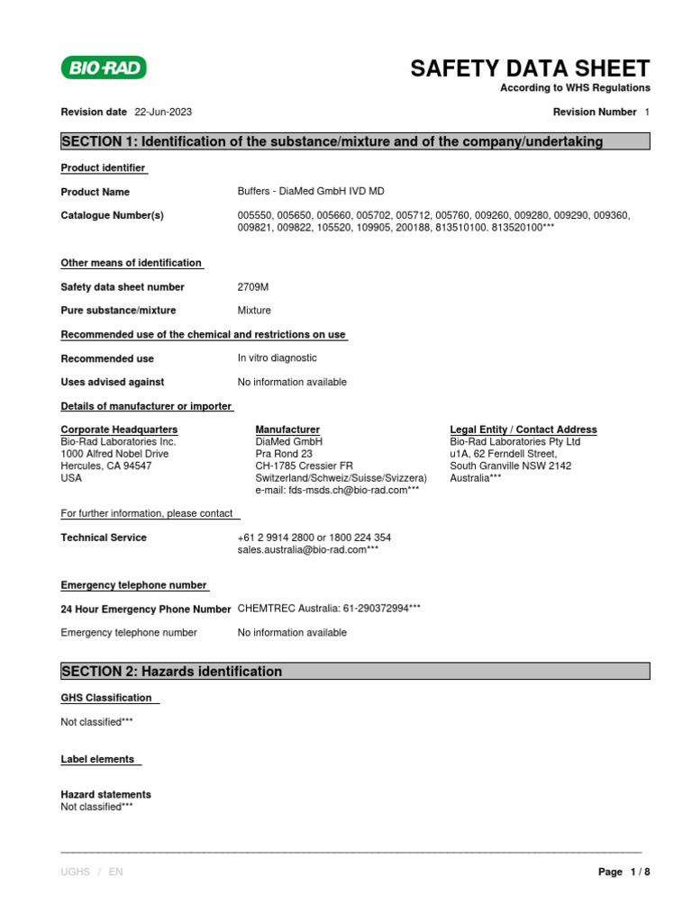 Safety Data Sheet For ID Diluent | PDF | Toxicity | Personal Protective ...