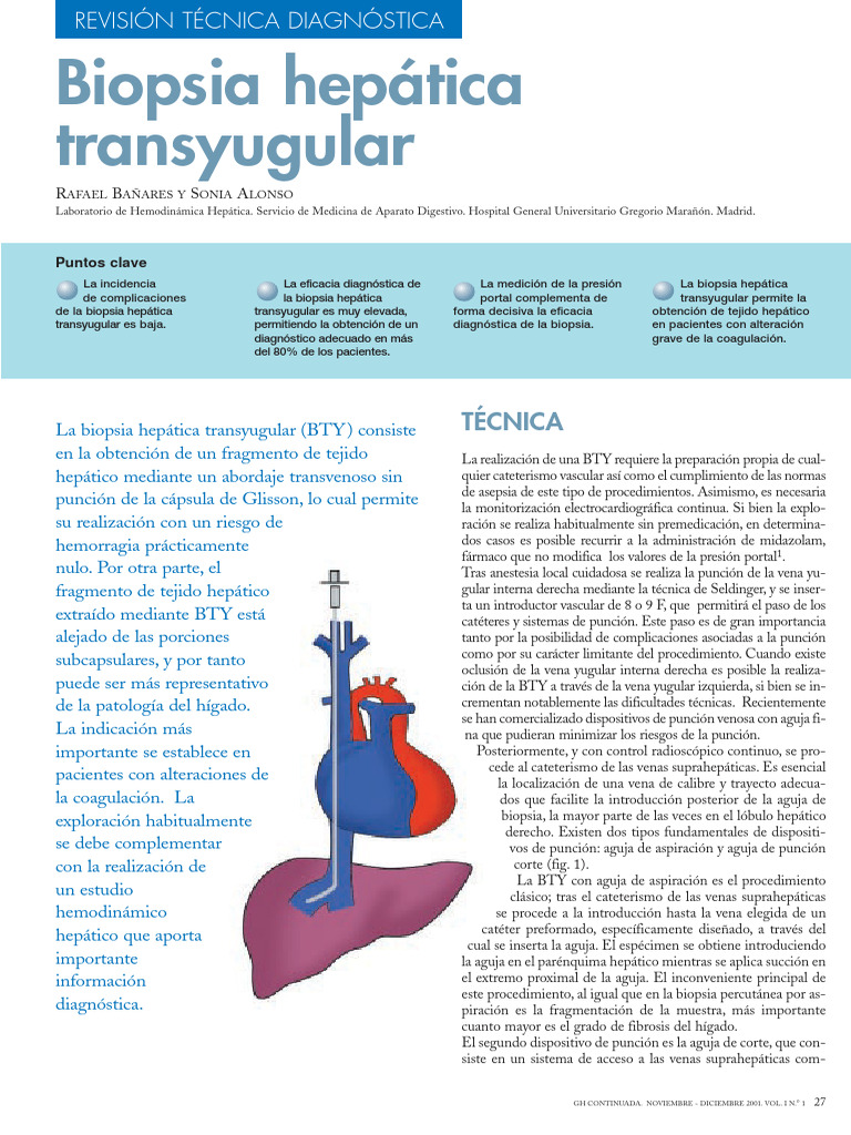 Biopsia Hepática Transyugular: Técnica | PDF | Biopsia | Medicina CLINICA