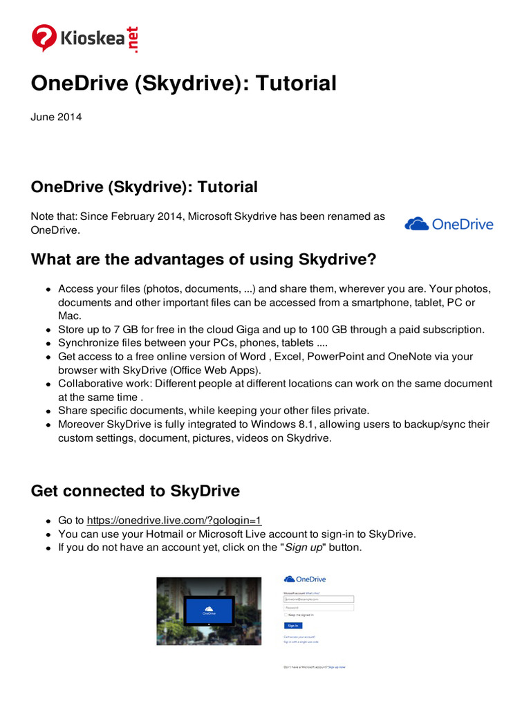 Onedrive Skydrive Tutorial 34290 n1njxd | PDF | Microsoft Office | Operating System Families