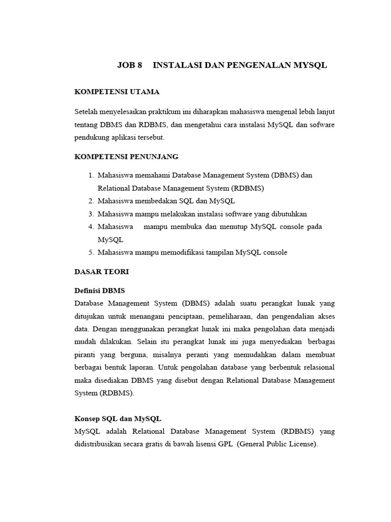 Jobsheet Mysql | PDF | Komputer