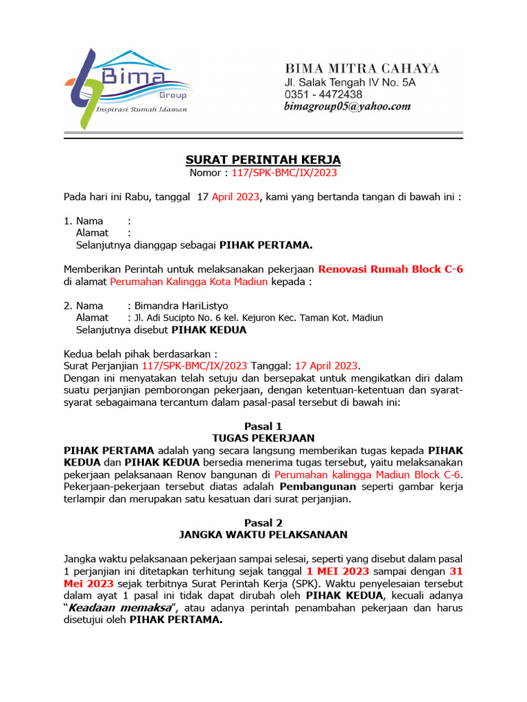 Draf SPK | PDF | Pengelolaan Keuangan & Uang