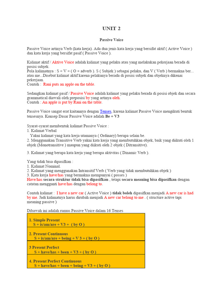 UNIT 2. Passive | PDF | Syntactic Relationships | Linguistics