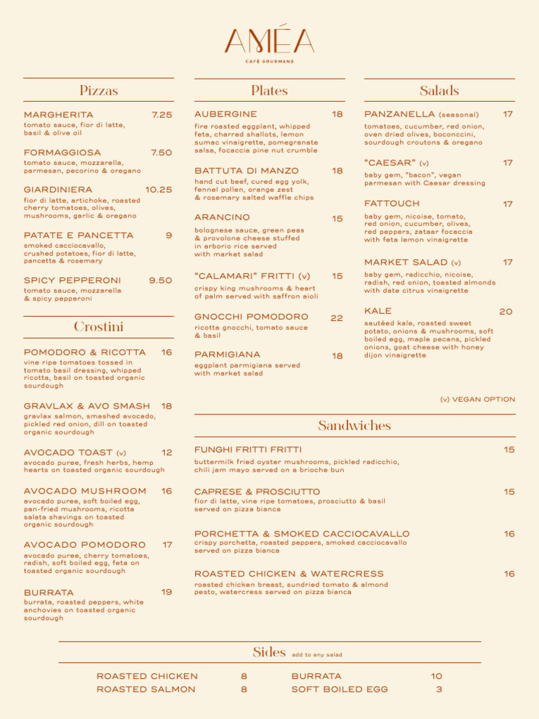 Améa-Menu EN 8.5x1122 17AVRIL WEB | PDF | Salad | Tomato Sauce