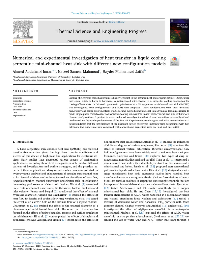 Numerical and experimental investigation of heat transfer in liquid ... Numerical and experimental investigation of heat transfer in liquid ...