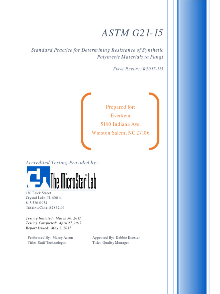 Test Report ASTM G21 Everkem | PDF | Fungus | Mold
