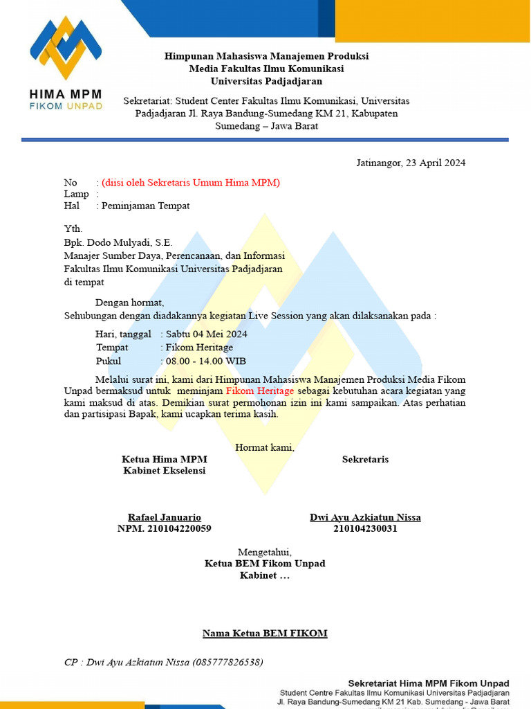 template surat peminjaman .docx (1) | PDF