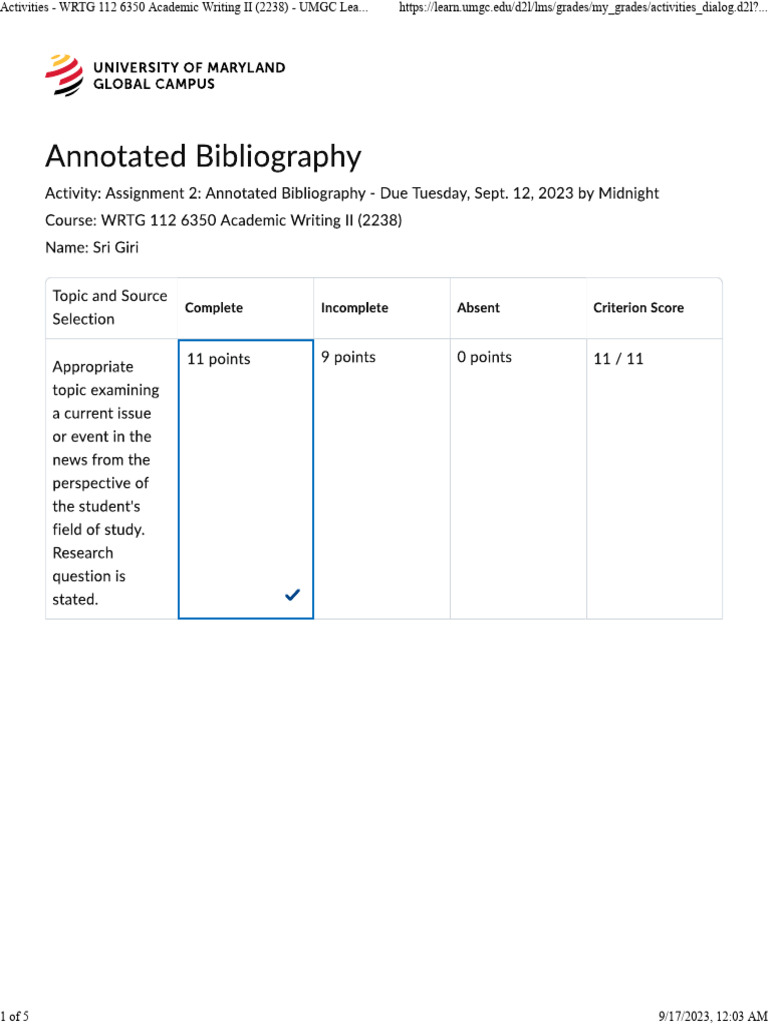 Annotated Bibliography. Rubrics | PDF