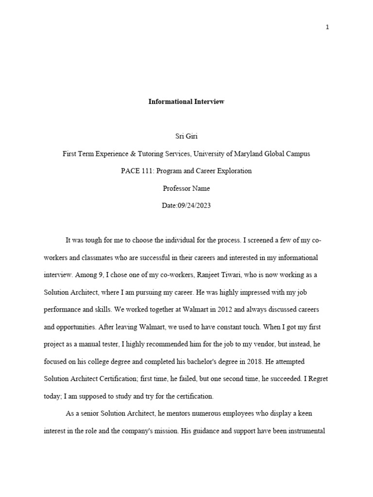 Informational Interview | PDF