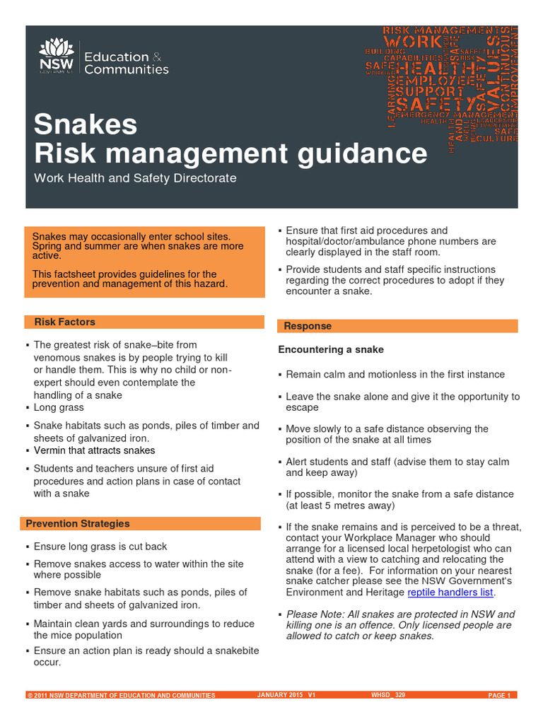 Snake Safety Guidelines for Schools | PDF | Snake | Risk
