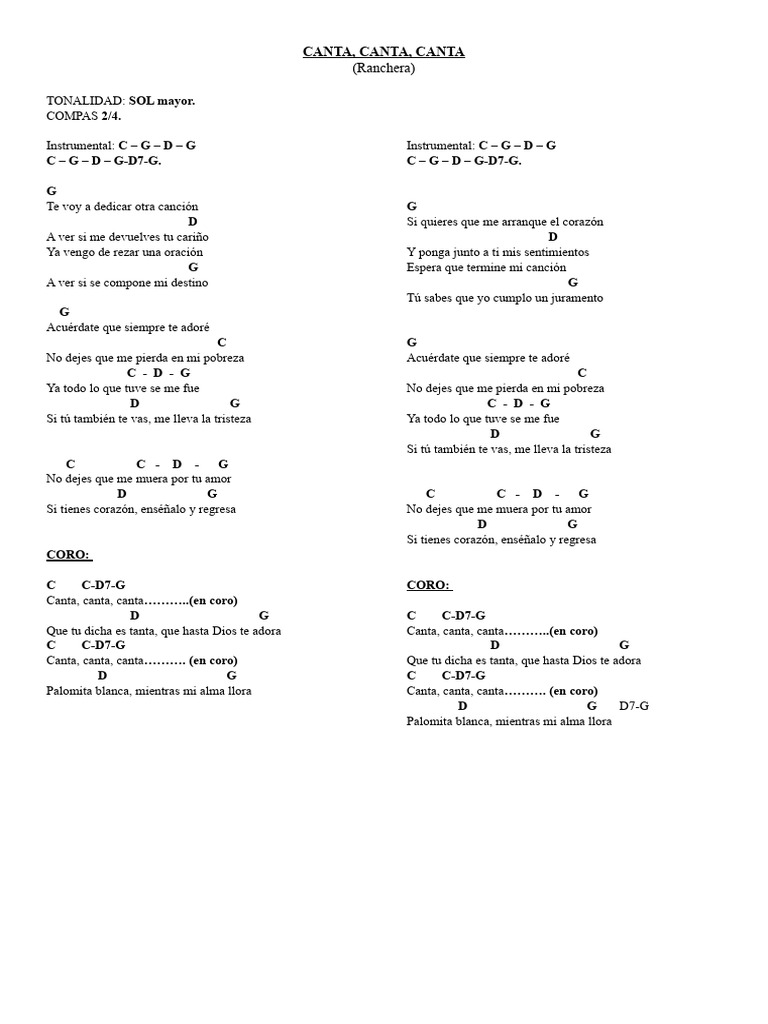 Canta, Canta, Canta - Cifrado | PDF