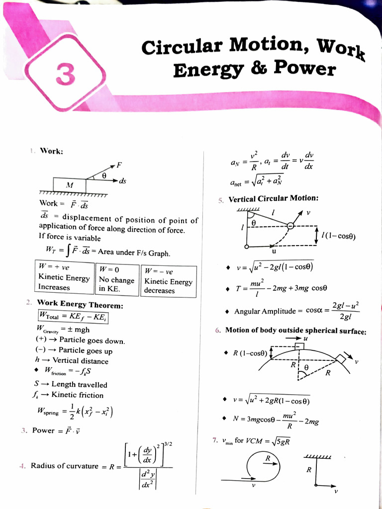 Circular Motion, Work Energy and Power | PDF | Force | Physical Phenomena