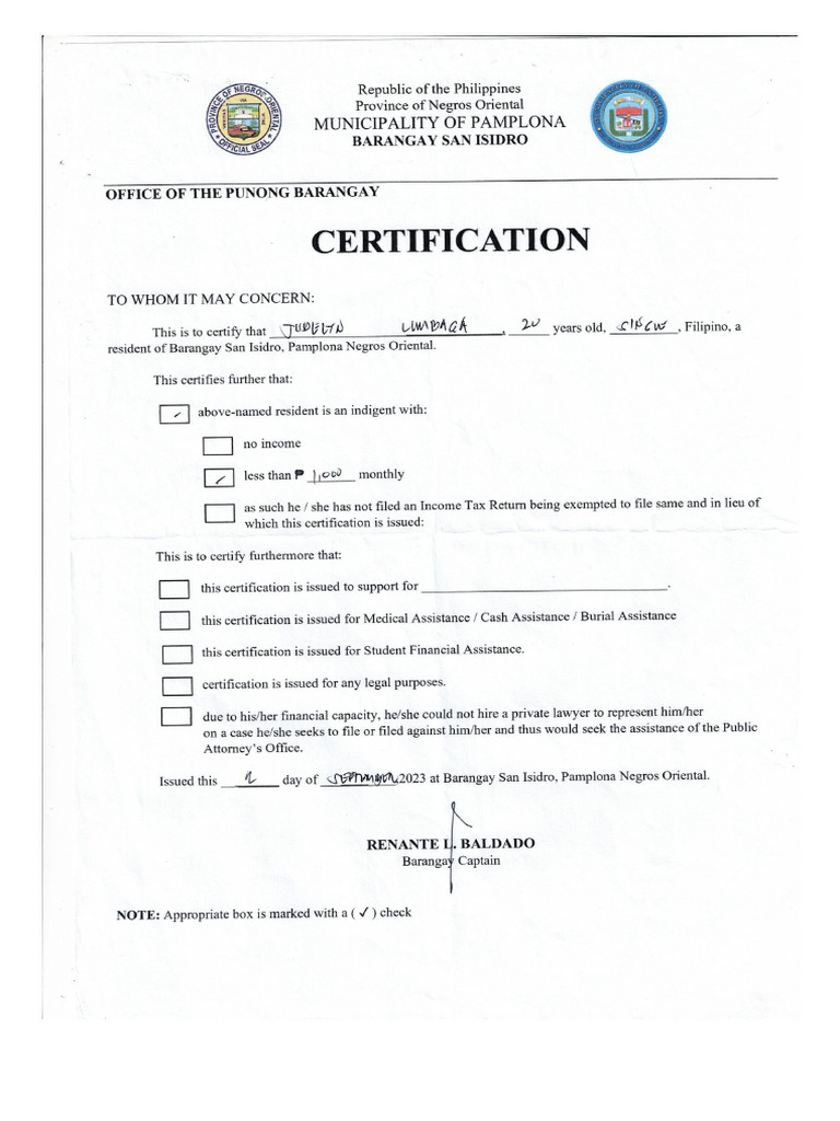 Brgy. CERT. | PDF