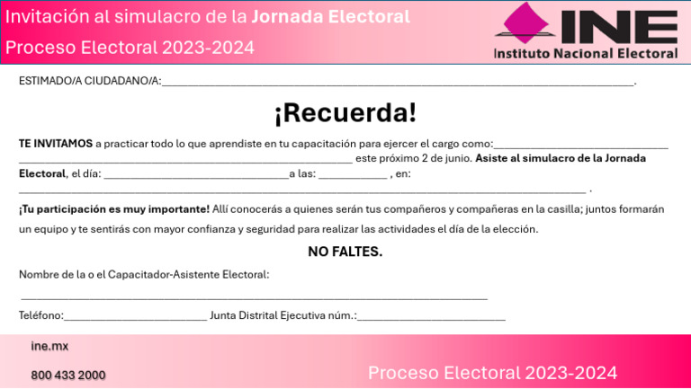 Invitación A Simulacros INE | PDF