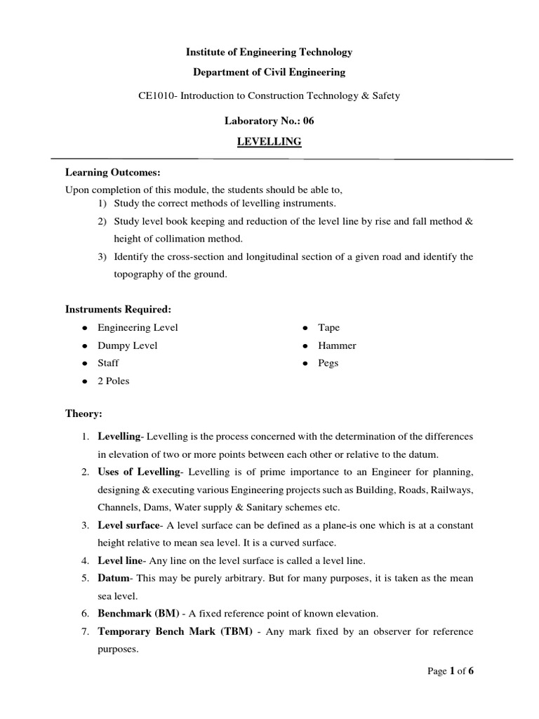 Lab 05 - Levelling 2 | PDF