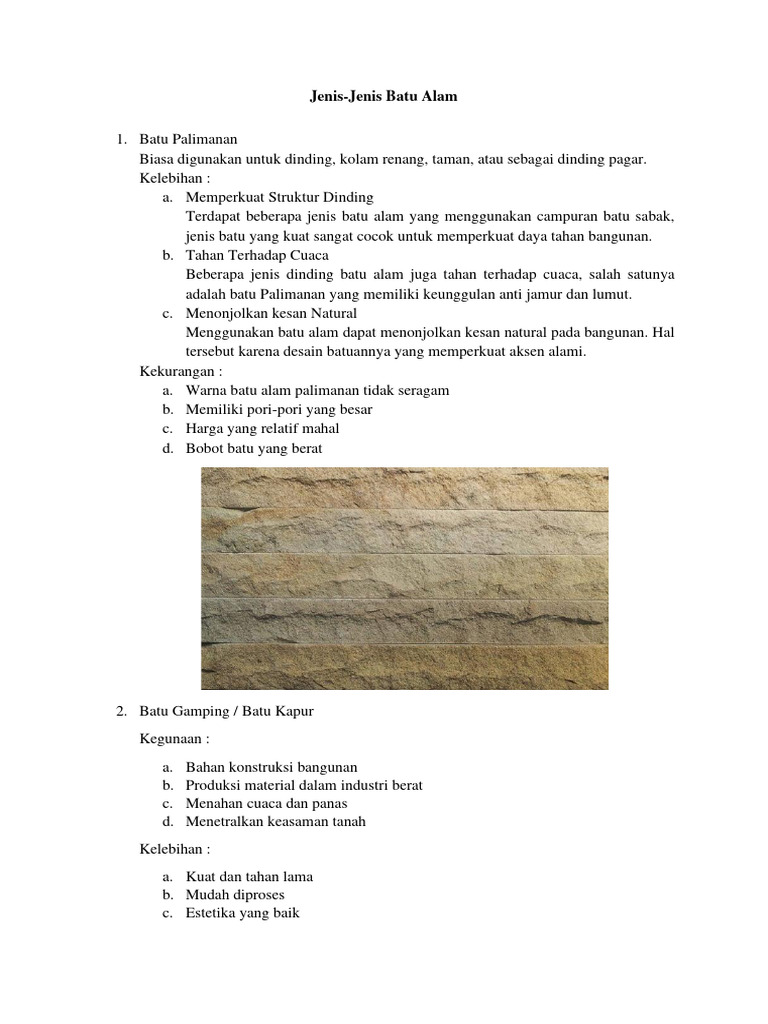 Jenis-Jenis Batu Alam | PDF