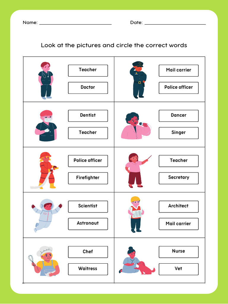 Pages From Occupations Worksheet - 16 - A4-2 | PDF