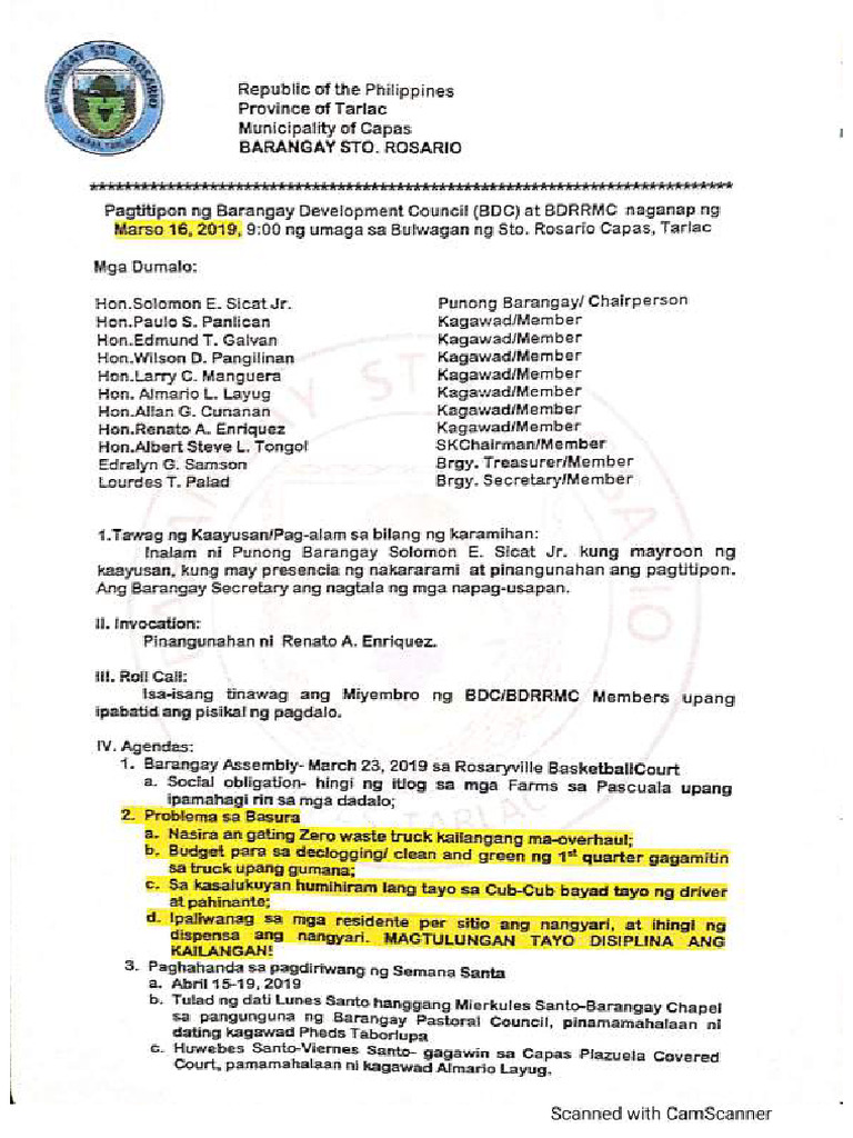 BDRRMC Meeting (1) - Compressed | PDF