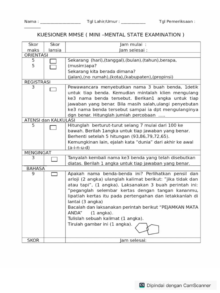 Status Mental (MMSE) | PDF