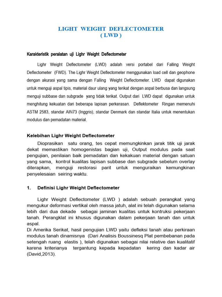 Light Weight Deflectometer (LWD) | PDF