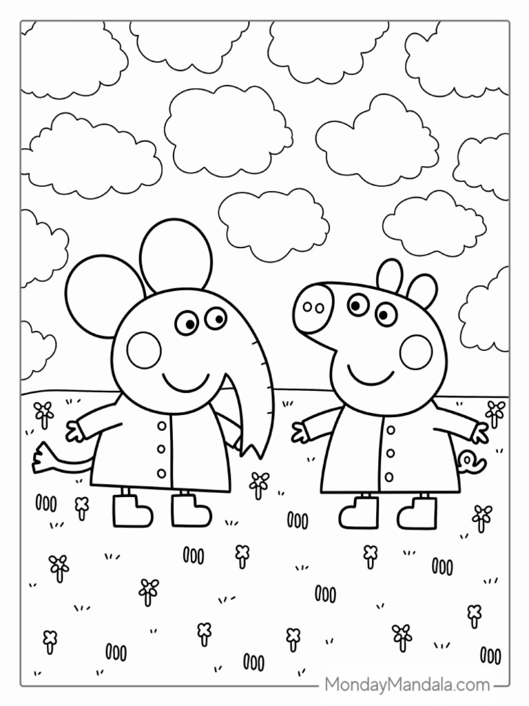 Peppa With Emily Elephant Coloring For Preschoolers | PDF