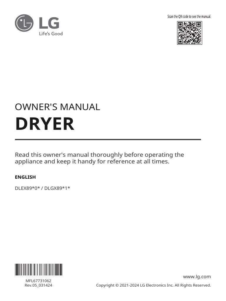 LG Dryer Manual | PDF | Duct (Flow) | Clothes Dryer