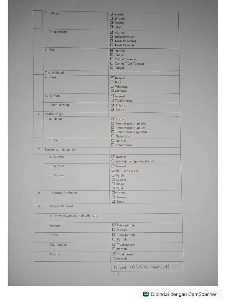 Form Sehat Hal 2 | PDF