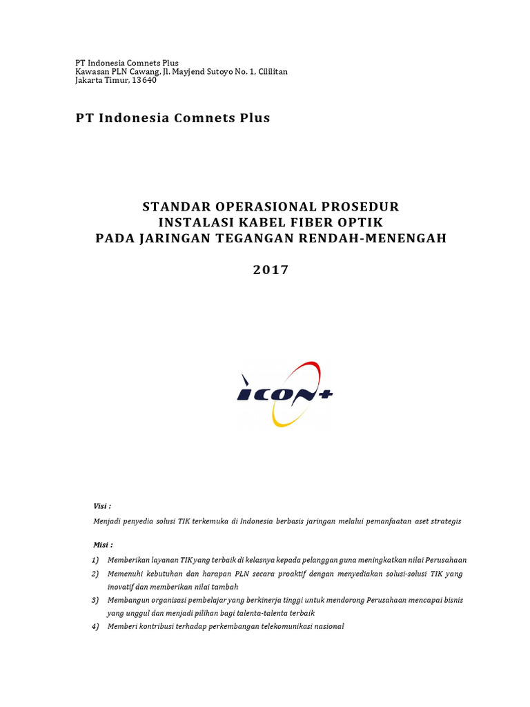 SOP Instalasi Kabel Fiber Optik | PDF