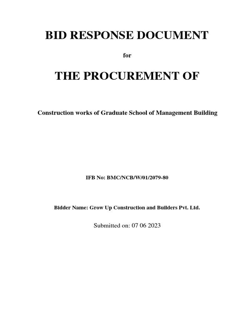 Bid Response Document1 | PDF | Concrete | Scaffolding