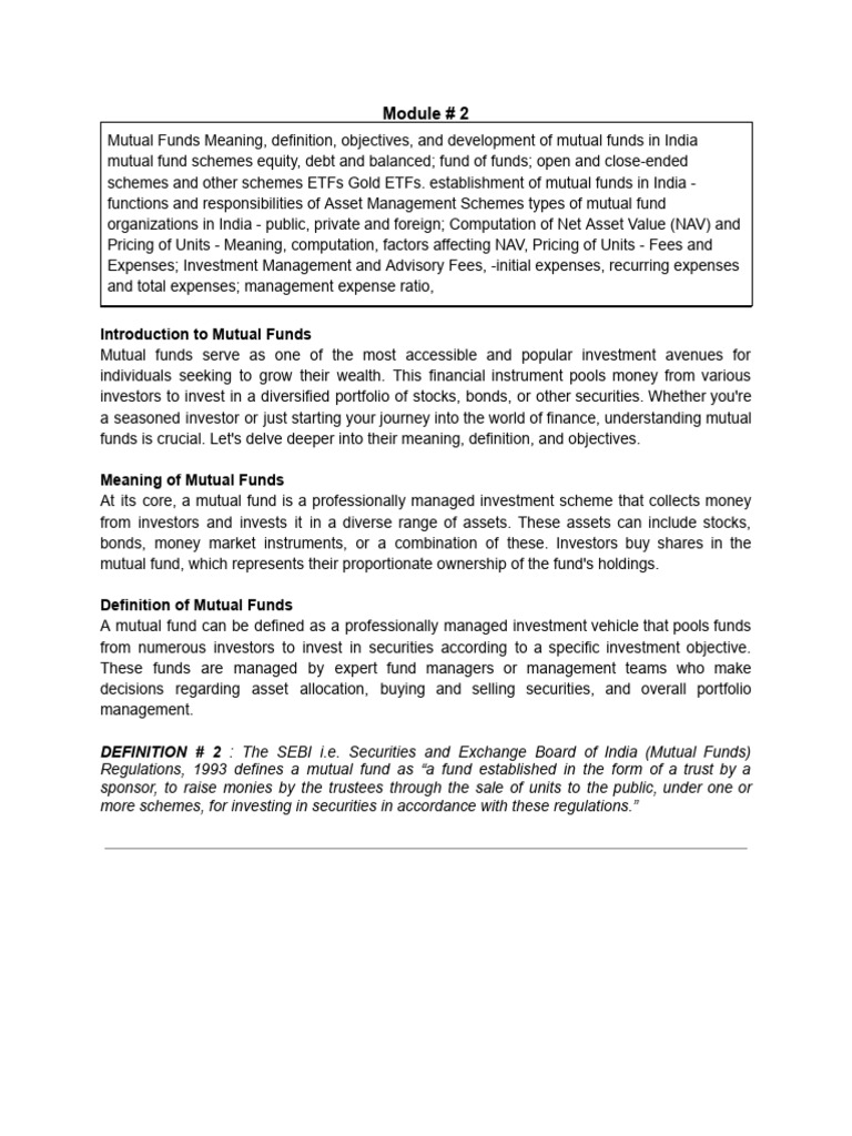 Mod#2 Fin Serv | PDF | Investment Fund | Mutual Funds