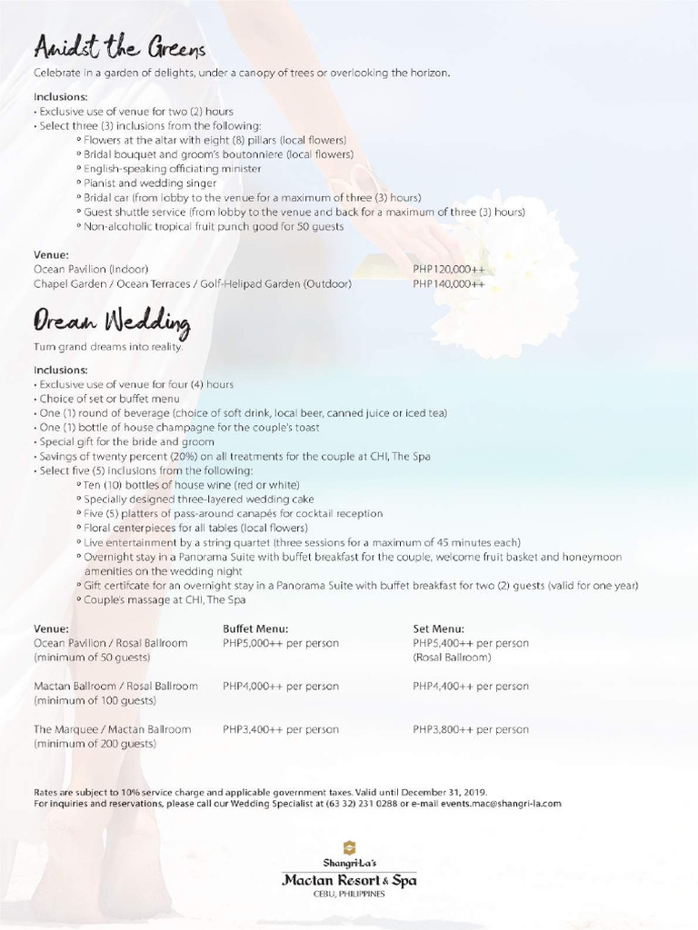 Wedding Package Heavenly Weddings | PDF