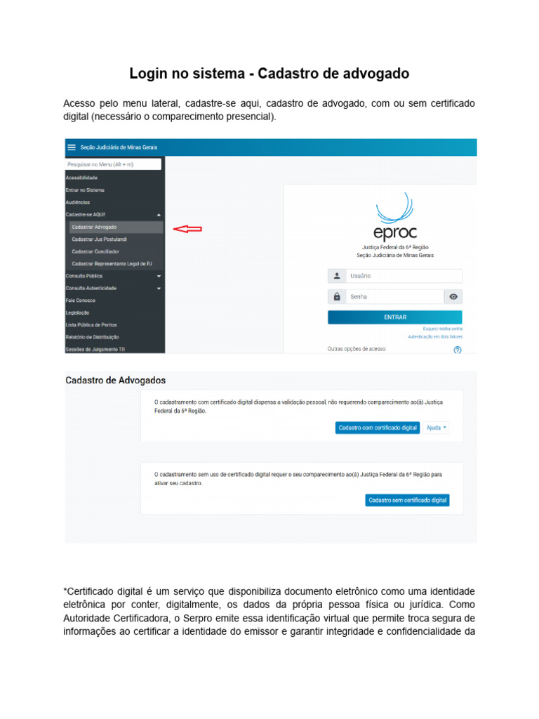 Curso Prático de EPROC | PDF | Autenticação | Certificado de chave pública