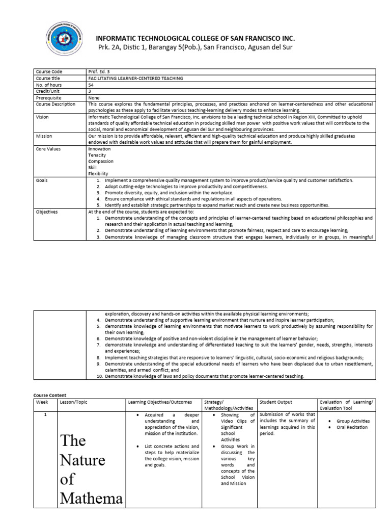 PROF. ED. 3 Facilitating Learner-Centered | PDF | Learning | Motivation