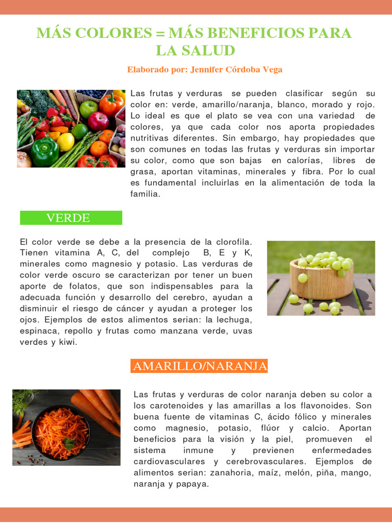 Importancia De Los Colores En Las Frutas Y Verduras Pdf Fruta