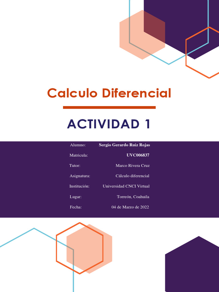 Actividad 1 Cal Dif | PDF | Calculo diferencial | Ecuaciones