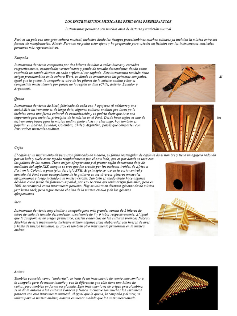 Los Instrumentos Musicales Peruanos Prehispanicos | PDF | Instrumentos ...