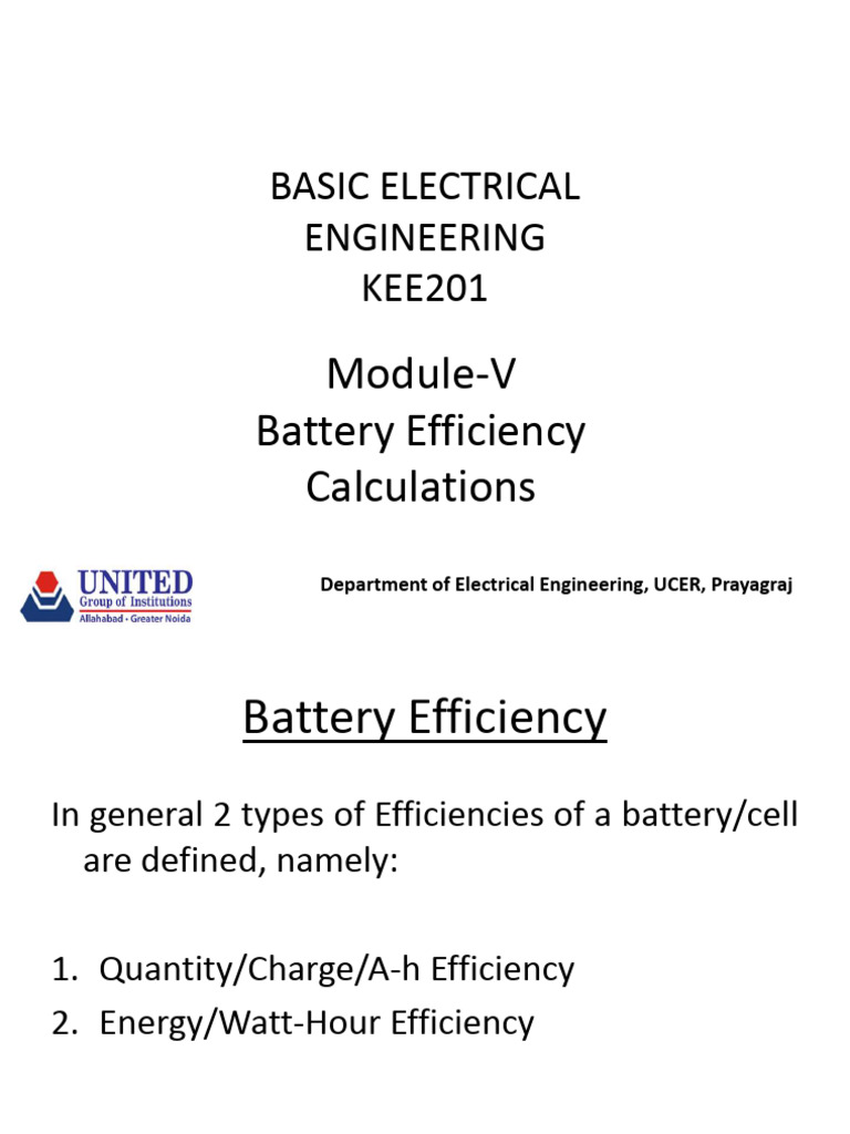 Battery efficiency calculations | PDF