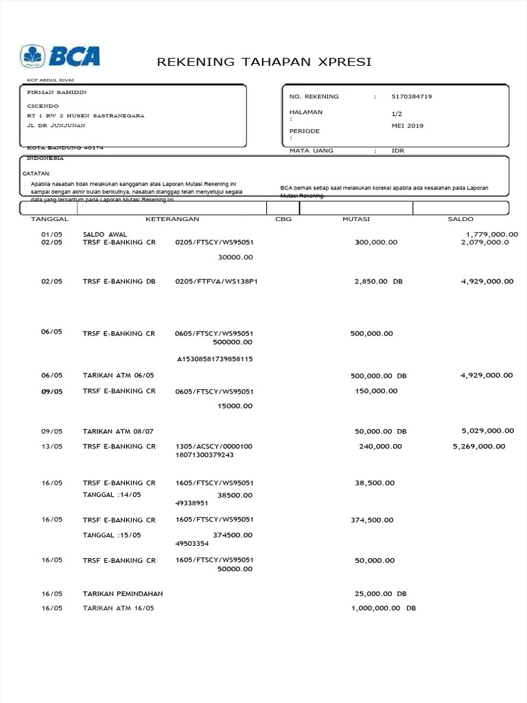 PDF e Statement Bca Compress A | PDF