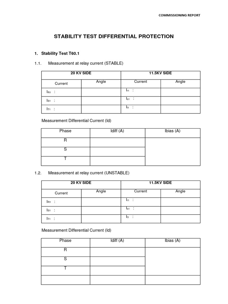 Stability Test Report for Differential Protection | PDF | Electrical ...