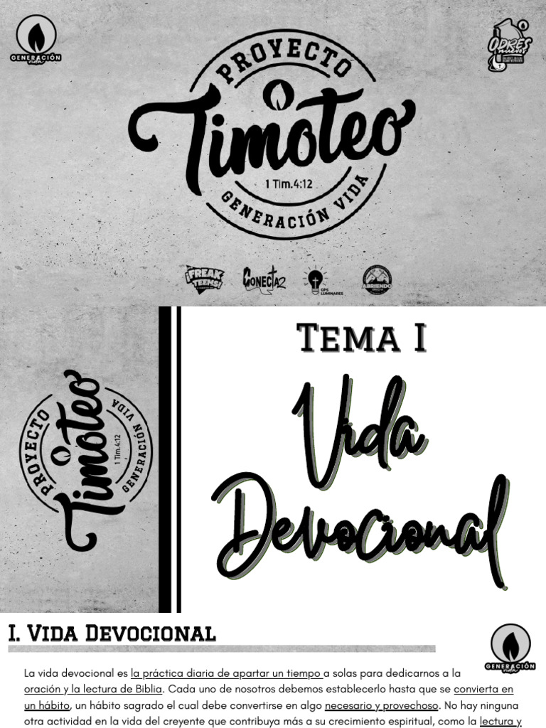 Tema 1 - Proyecto Timoteo GV | PDF | Oración | Dios